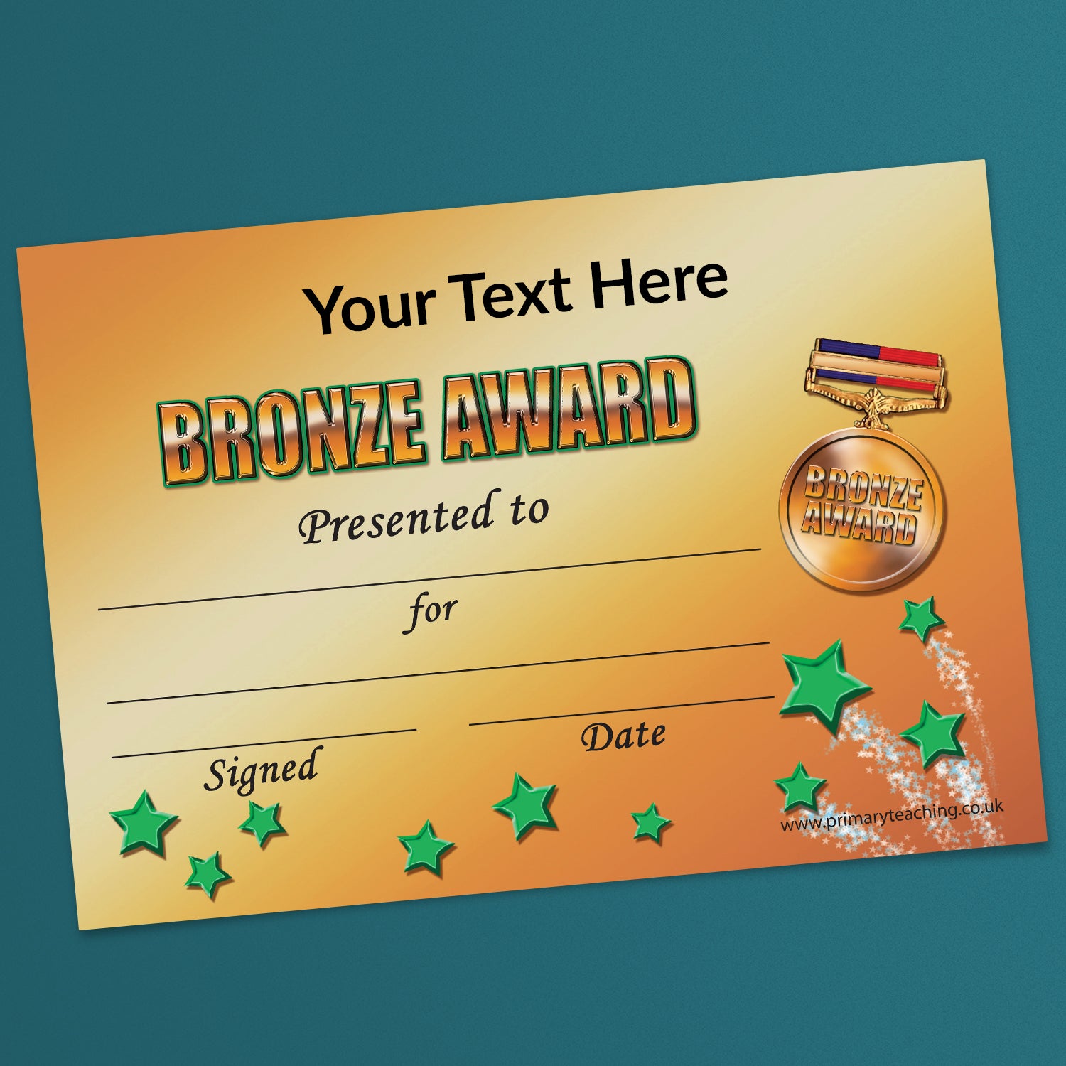 Bronze Award Certificate | Size: A5 | PTS Personalised