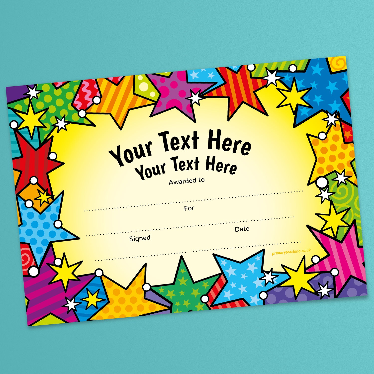 Patchwork Star Certificate | A5 Size | PTS Personalised