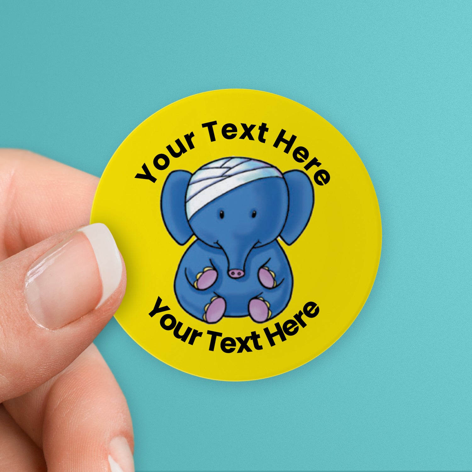 Bumped Head Elephant Stickers | 37mm | PTS Personalised