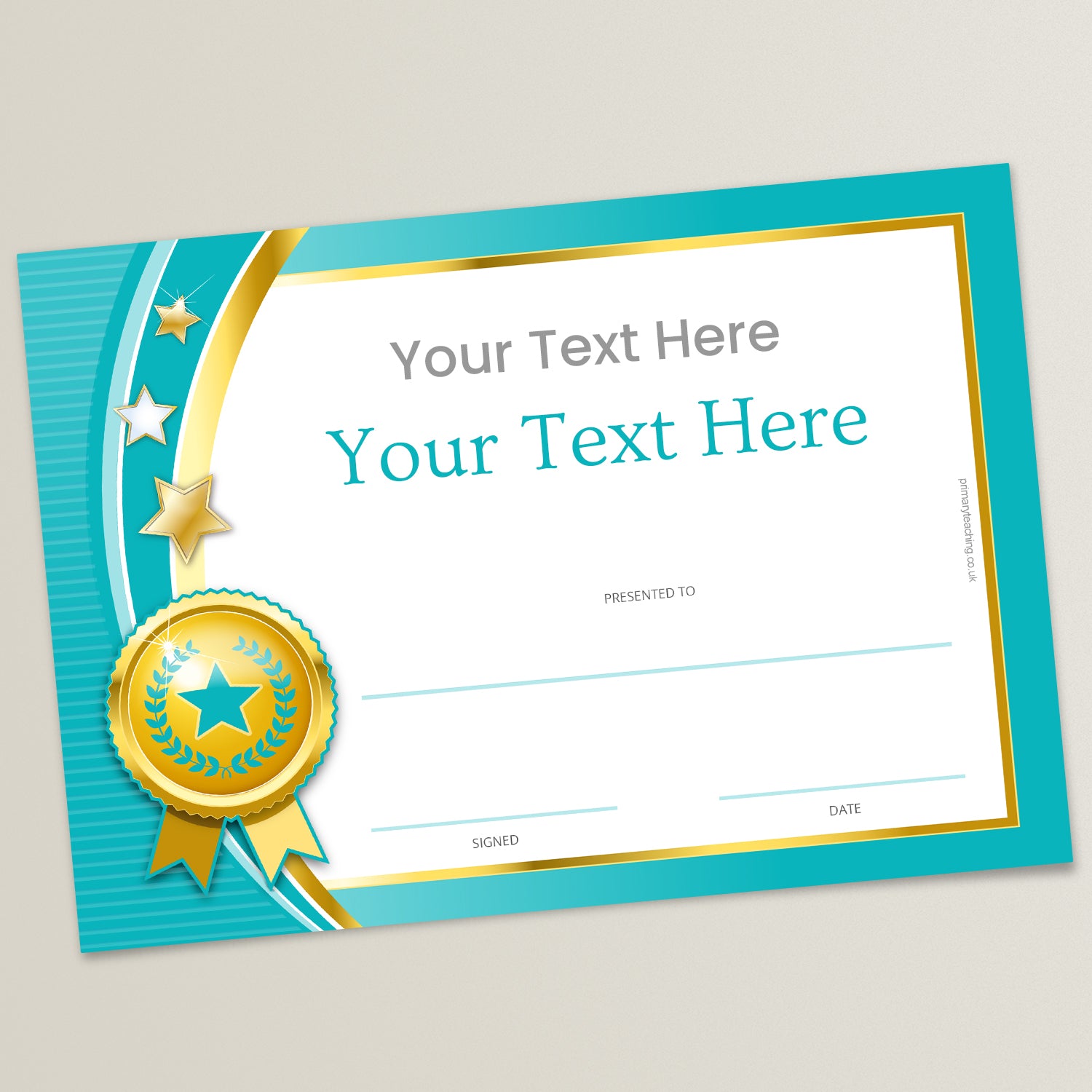 Rosette Certificate | Add Text and Colour | PTS Personalised