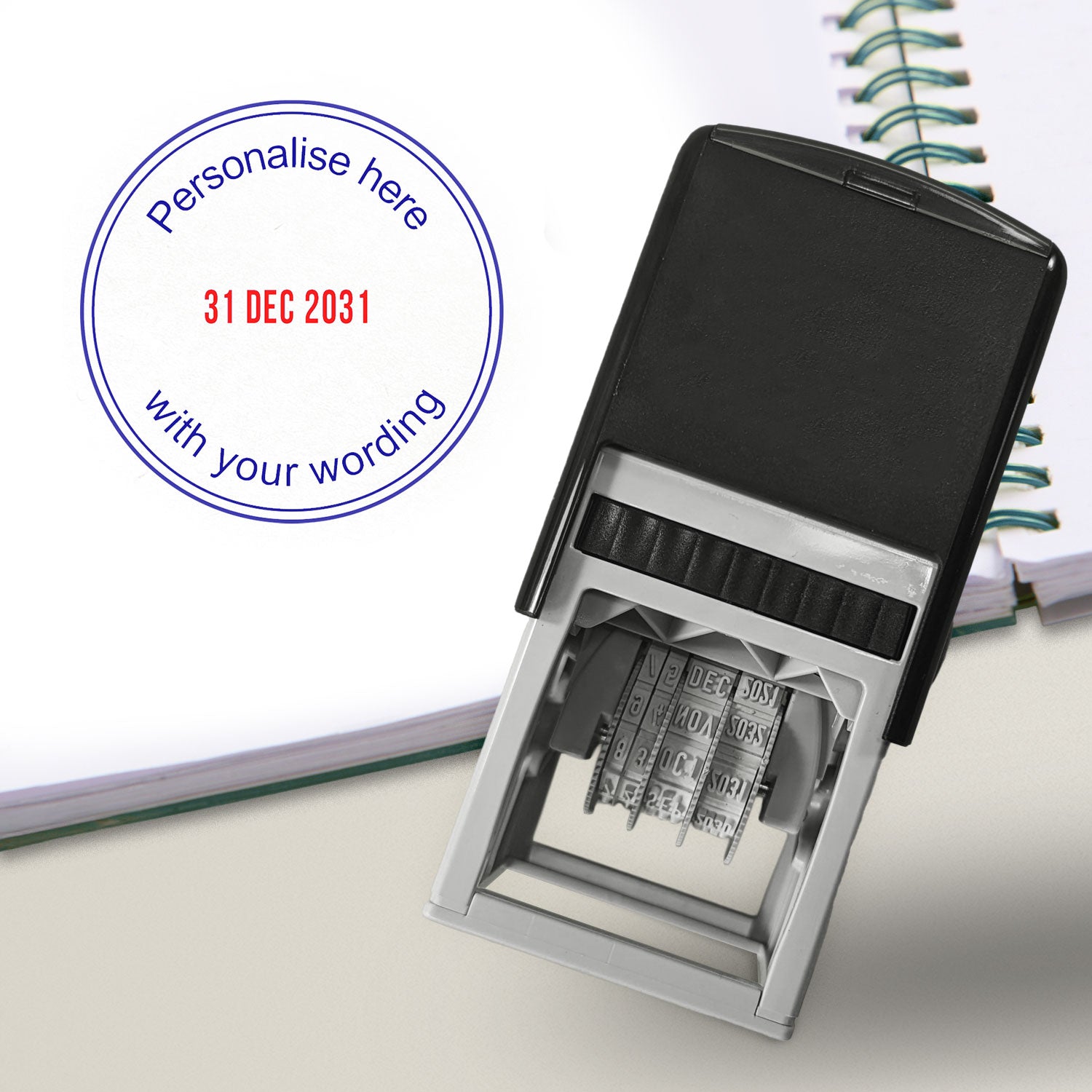 Date Stamper | Add Text | Red & Blue Ink | PTS Personalised